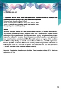 A population division based multi-task optimization algorithm for solving multiple-team ...